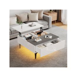 ABRIHOME LED Couchtisch mit verstecktem Stauraum in Weiß | Gr.: onesize