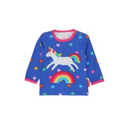 Toby tiger Langarmshirt mit Einhorn und Regenbogen Applikation in blau | Gr.: 86