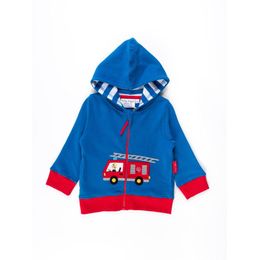 Toby tiger Sweatjacke mit Feuerwehrauto Print in blau | Gr.: 80