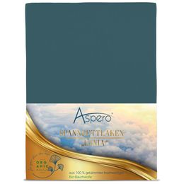 Aspero Bio-Baumwoll Spannbettlaken Minas in Petrol | Gr.: 180 x 200 x 35