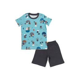 Schlummersack Kinder-Shorty aus Bio-Baumwolle in Hellblau-Rot | Gr.: 104