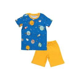Schlummersack Kinder-Shorty aus Bio-Baumwolle in Blau-Gelb | Gr.: 110