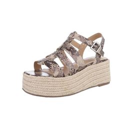 Ital-Design Sandale & Sandalette in Beige und Grau | Gr.: 41