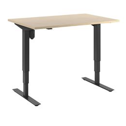 Schreibtisch Atlanta, elektrisch höhenverstellbar, gerade, BxT 1200 x 800 mm, Birke/schwarz kaiserkraft
