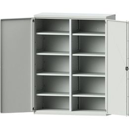 eurokraft pro Schwerlastschrank JUMBO aus Stahlblech, 8 Fachböden, Mitteltrennwand, lichtgrau/lichtgrau