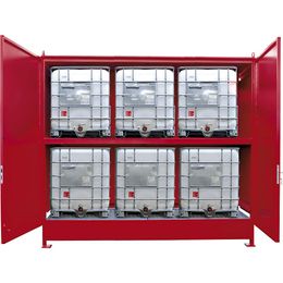 eurokraft pro Gefahrstoff-Regalcontainer, Kapazit&auml;t 6 x 1000-l-IBC/KTC, rot