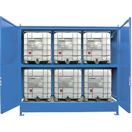eurokraft pro Gefahrstoff-Regalcontainer, Kapazit&auml;t 6 x 1000-l-IBC/KTC, blau