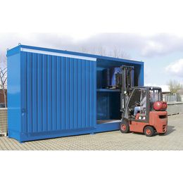 eurokraft pro Gefahrstoff-Regalcontainer, Kapazität 32 x 200-l-Fässer, blau