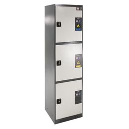 ASECOS Chemikalienschrank MULTIRISK, 1 Fachboden, 1 Bodenauffangwanne, HxBxT 1950 x 540 x 520 mm, 3 Abteile
