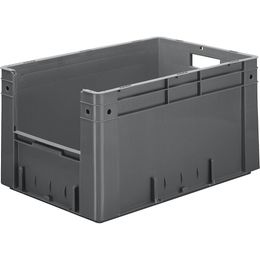 Euro-Stapelbehälter mit Eingriff, Volumen 60 l, LxBxH 600 x 400 x 320 mm, VE 2 Stk, grau kaiserkraft