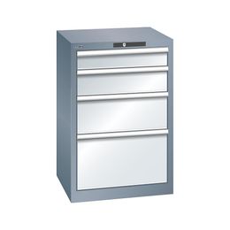 LISTA Schubladenschrank, 4 Schubladen, BxTxH 564 x 572 x 850 mm, grau metallic / lichtgrau