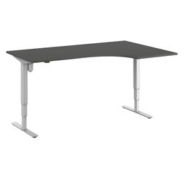 Schreibtisch Atlanta, elektrisch höhenverstellbar, Ecke, BxT 1800 x 1200 mm, dunkelgrau/weiß, rechts kaiserkraft