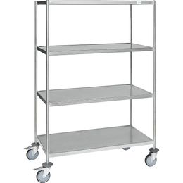 Kongamek Edelstahl-Etagenwagen, verschweißt, LxBxH 1075 x 575 x 1650 mm, 4 Etagen, ab 2 Stk