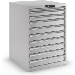 LISTA Schubladenschrank, Stahlblech, HxB 1000 x 717 mm, 10 Schubladen, lichtgrau