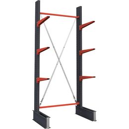 Kragarmregal Attillo schwer, einseitig, HxB 3000 x 1000 mm, Kragarm 600 mm, Grundregal kaiserkraft