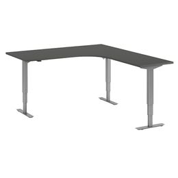 Schreibtisch Atlanta, elektrisch höhenverstellbar, L-Form, BxT 1800 x 2000 mm, dunkelgrau/silber, rechts kaiserkraft
