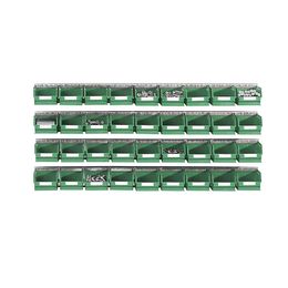Einhängeschienen-Set mit Sichtlagerkästen, 4 Schienen, 36 Kästen, grün kaiserkraft