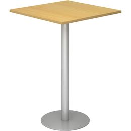 Stehtisch, LxB 800 x 800 mm, 1116 mm hoch, Gestell silber, Platte Buche-Dekor kaiserkraft