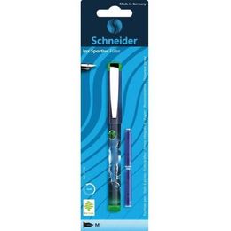 Schneider, Schreibstifte, Füllhalter Inx Sportive M schwarz 1er Blisterkarte inkl. 2 Tintenpatronen (schwarz mit Dekorbild Fussball, 1 x)