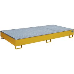 eurokraft pro Regal-Bodenwanne mit PE-Einsatz, mit Rost, 540 l, LxBxH 2665 x 1315 x 305 mm, orange