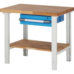 eurokraft pro Werkbank, Baukastensystem Serie 7000, 1 Schublade, 1 Ablageboden, BxT 1000 x 700 mm