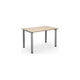 Mehrzwecktisch DUO-U Trend, gerade Platte, Tiefe 800 mm, Breite 1200 mm, Eiche, silber kaiserkraft