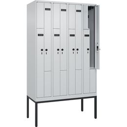 Z-Spind Evolo PLUS, 4 Abteile, lichtgrau, B 1200 mm, 8 Fächer, mit schmalen Füßen, Sicherheits-Drehriegel kaiserkraft
