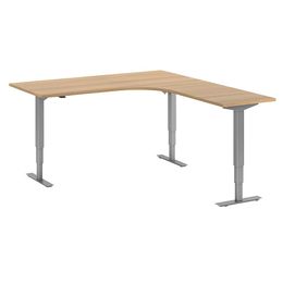 Schreibtisch Atlanta, elektrisch höhenverstellbar, L-Form, BxT 1800 x 2000 mm, Buche/silber, rechts kaiserkraft
