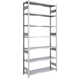 hofe Schwerlast-Steckregal, verzinkt, beidseitig, Regalhöhe 3000 mm, 7 Böden, Grundregal, BxT 1300 x 500 mm