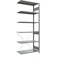 eurokraft pro Steckregal, einreihig, Fachboden-BxT 1000 x 500 mm, verzinkt, Höhe 2500 mm, Anbauregal