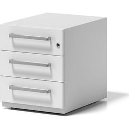 Bisley Rollcontainer Note™, mit 3 Universalschubladen, HxBxT 495 x 420 x 565 mm, mit Griff, verkehrsweiß