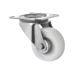 eurokraft basic Polyamid-Reifen, weiß, Rad-Ø x Breite 80 x 34 mm, Montageplatte, ab 2 Stk, Lenkrolle