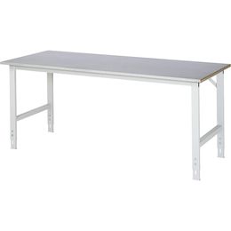 Rau Arbeitstisch, höhenverstellbar, Gestell 60 x 30 mm, Stahlblechplatte, BxT 2000 x 800 mm, lichtgRau