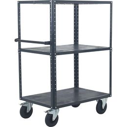 eurokraft pro Etagenwagen CustomLine, 4-seitig offen, 3 Etagen, anthrazitgrau RAL 7016, Vollgummi