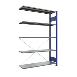eurokraft pro Steckregal, einreihig, Fachboden-BxT 1300 x 400 mm, blau, Höhe 2000 mm, Anbauregal