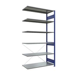 eurokraft pro Steckregal, einreihig, Fachboden-BxT 1300 x 600 mm, blau, Höhe 2500 mm, Anbauregal