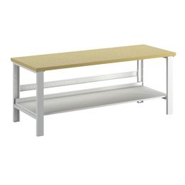 treston Werkbank, Baukastensystem, mit Ablageboden, Multiplex-Platte, BxT 2000 x 750 mm