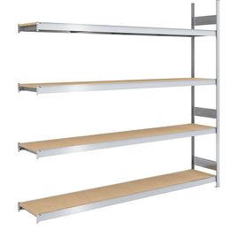 hofe Großfach-Steckregal mit Spanplatten, Höhe 2500 mm, Breite 2500 (2 x 1250) mm, Feldlast 1750 kg, Tiefe 500 mm, Anbauregal