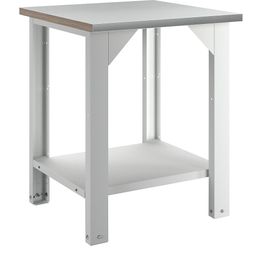 eurokraft basic Werkbank, Baukastensystem, Plattenbreite 700 mm, mit Ablageboden, Stahlblechbelagplatte