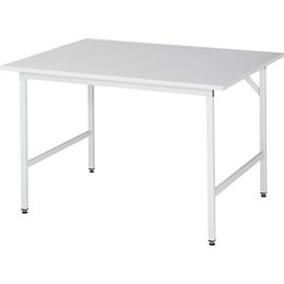 Rau Arbeitstisch, höhenverstellbar, Gestell 30 x 30 mm, melaminharzbeschichtete Platte, BxT 1250 x 1000 mm, lichtgRau