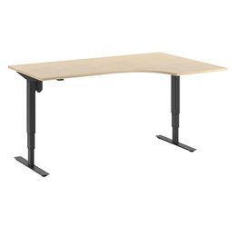 Schreibtisch Atlanta, elektrisch höhenverstellbar, Ecke, BxT 1800 x 1200 mm, Birke/schwarz, rechts kaiserkraft