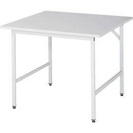 Rau Arbeitstisch, höhenverstellbar, Gestell 30 x 30 mm, melaminharzbeschichtete Platte, BxT 1000 x 1000 mm, lichtgRau
