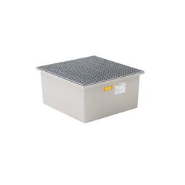 CEMO GFK-Boden-Auffangwanne, 1 x 200-l-Fass, mit Zulassung, mit Stahlgitterrost