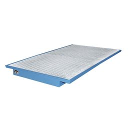 eurokraft pro Regal-Einhängewanne, mit verzinktem Gitterrost, LxB 2150 x 1250 / 915 mm, blau lackiert