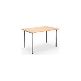 Mehrzwecktisch DUO-C, gerade Platte, HxT 700 - 800 x 800 mm, Breite 1200 mm, Birke, silber kaiserkraft