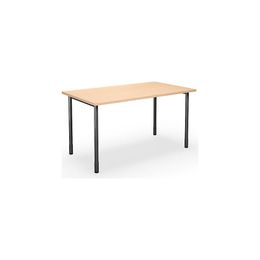 Mehrzwecktisch DUO-C, gerade Platte, HxT 700 - 800 x 800 mm, Breite 1400 mm, Birke, schwarz kaiserkraft