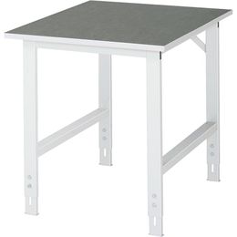 Rau Arbeitstisch, höhenverstellbar, Gestell 60 x 30 mm, Linoleumplatte, BxT 750 x 1000 mm, lichtgRau