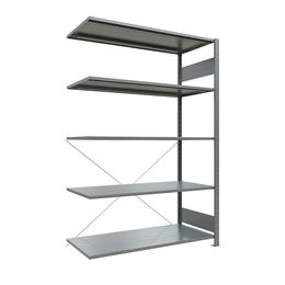 eurokraft pro Steckregal, einreihig, Fachboden-BxT 1300 x 600 mm, verzinkt, Höhe 2000 mm, Anbauregal