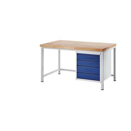 Rau Werkbank, Gestellbauweise, 4 Schubladen Größe L, Tiefe 900 mm, Breite 1500 mm