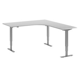 Schreibtisch Atlanta, elektrisch höhenverstellbar, L-Form, BxT 1800 x 2000 mm, lichtgrau/silber, rechts kaiserkraft